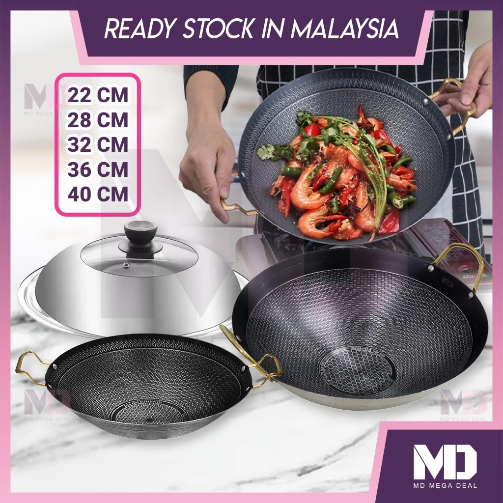 《Mega Deal》Honeycomb Kuali with Golden Handle Stainless Steel Etching ...