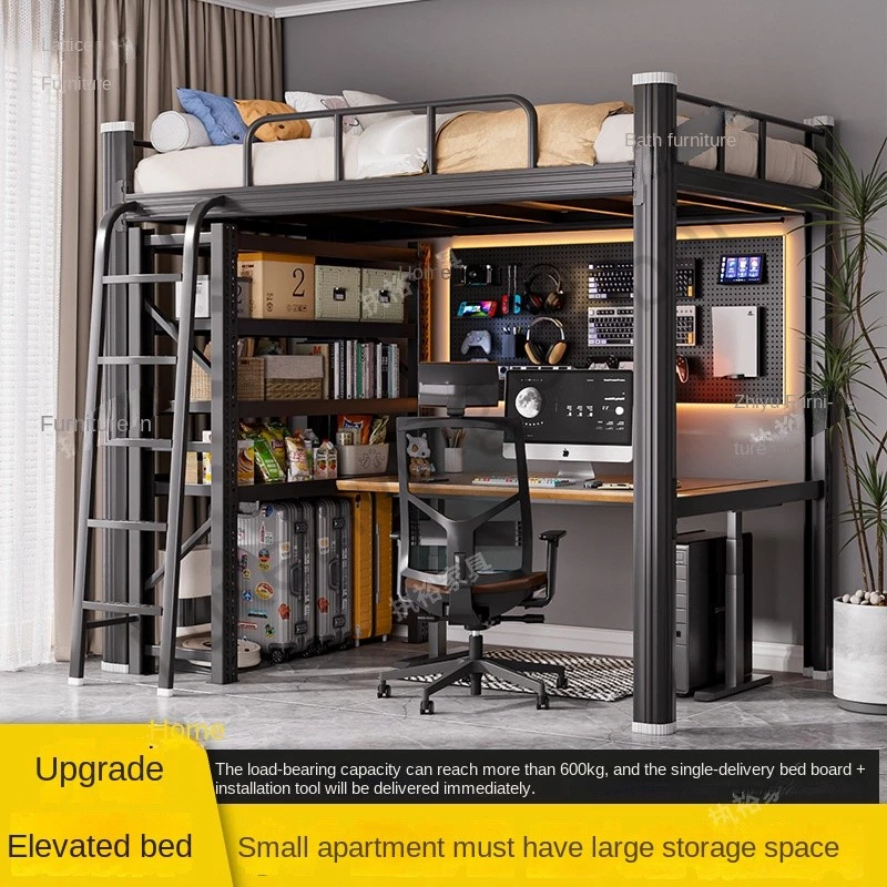 Loft Bed with Desk Combination High Bed for Small Space Gaming Setup ...
