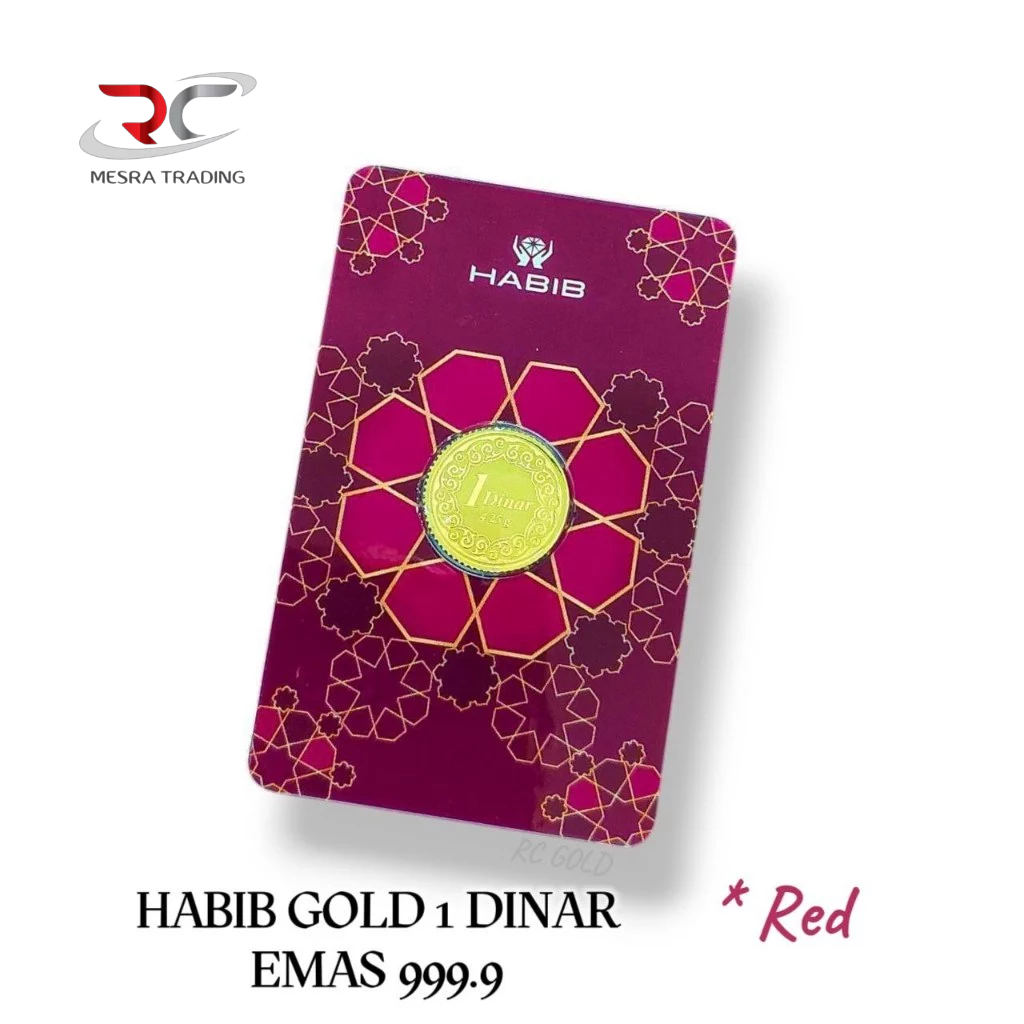 HABIB GOLD 1 DINAR GOLD BAR 999.9 RED 4.25GM GOLD BAR 999.9 FINE GOLD ...