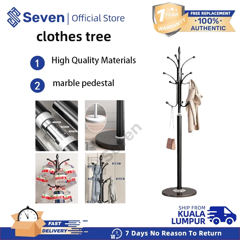 [Seven] clothes rack metal coat hanger baju besi wall stand Hat Scarf ...