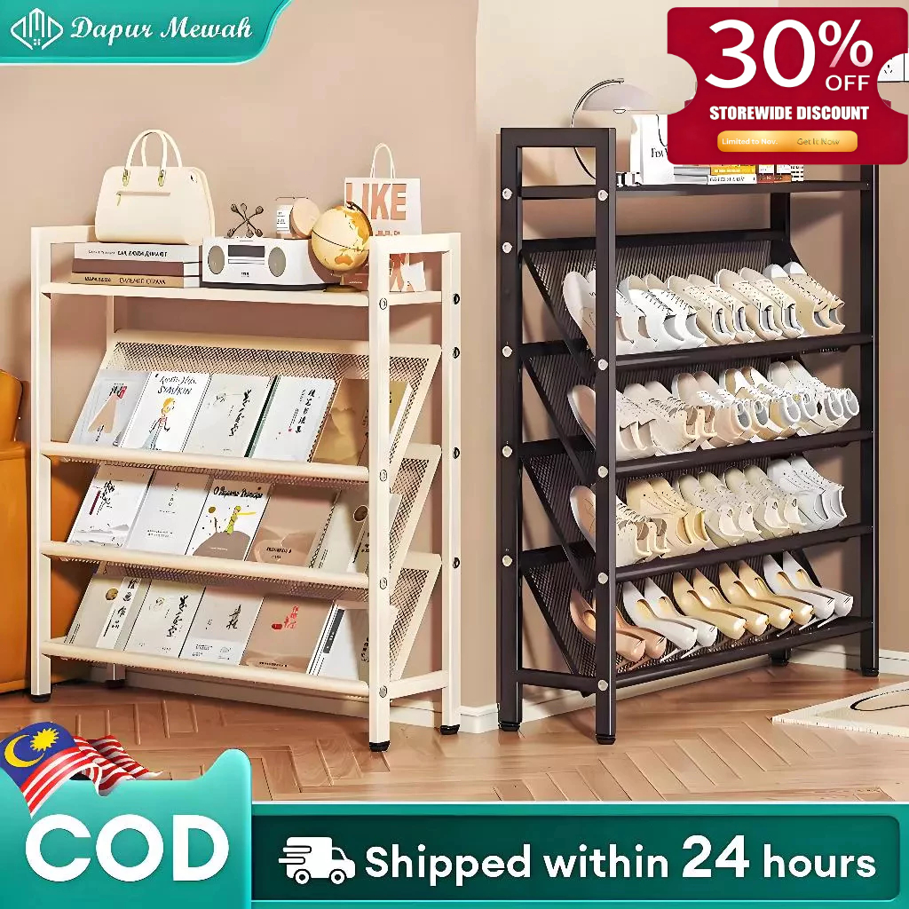 Metal Mesh Shoe Rack Rak Kasut Storage Shelf Multi-Layer Storage ...