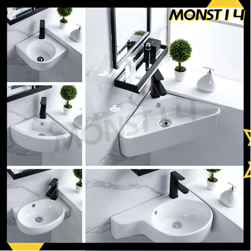 Wall-Mounted Wash Basin Ceramic Triangle Basin Corner Washbasin ...
