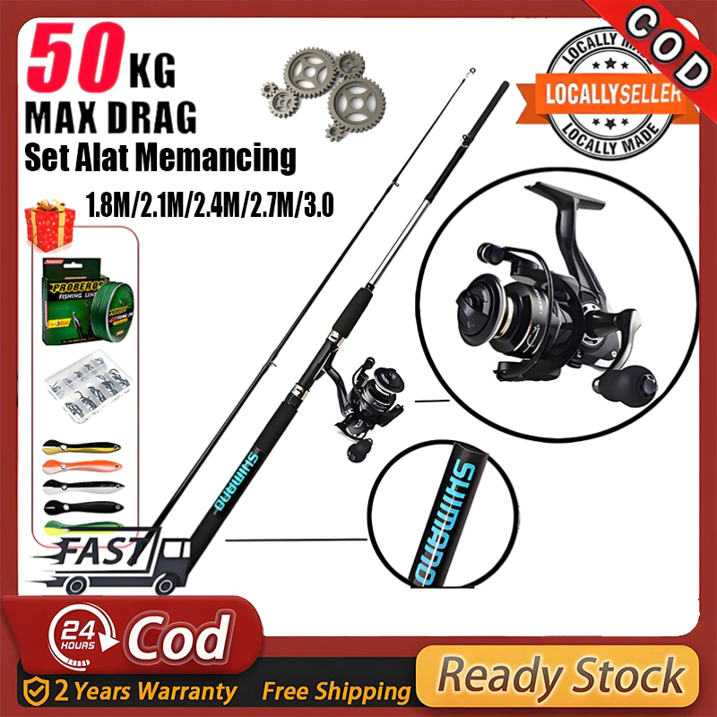 2026 NET Fishing Rod Set Fishing Combo Set Joran Pancing Set 50KG Max ...