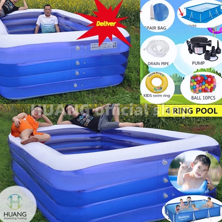 (318*185*75cm)Family 4 Layer Inflatable Swimming Pool（free for pump ...