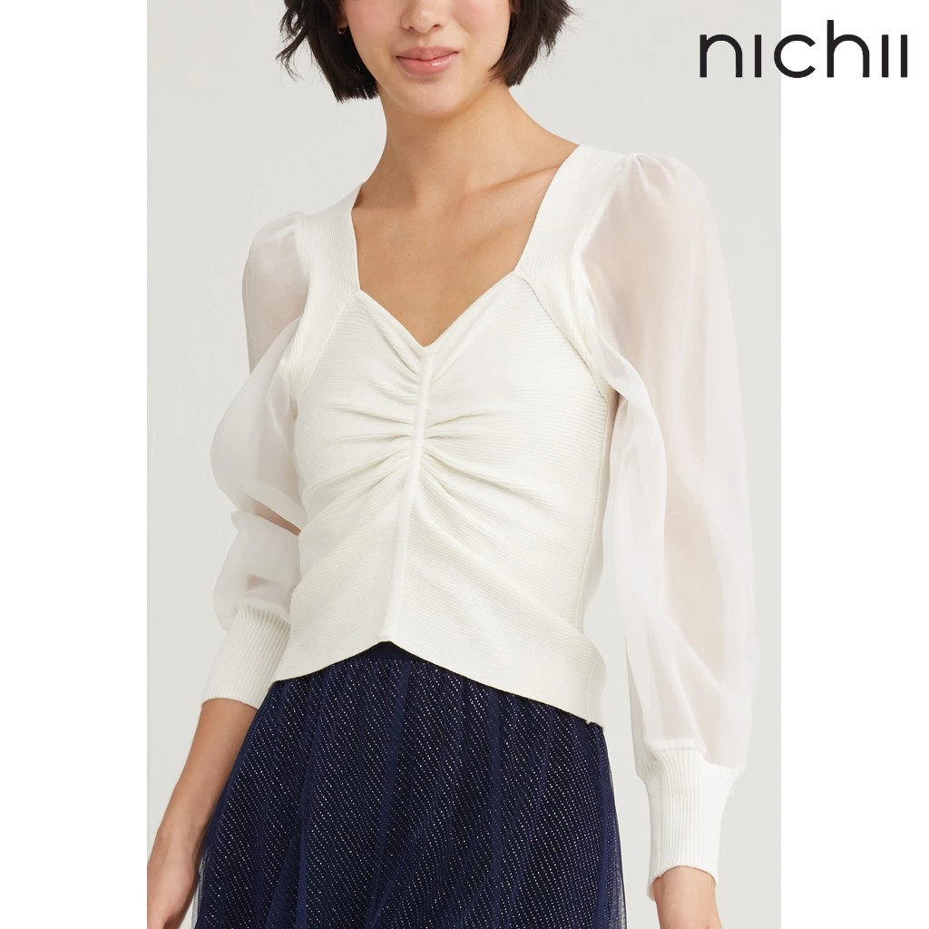 nichii Sheer Balloon Sleeve Princess Blouse (FYA3-2311YE-T) | Shopee ...