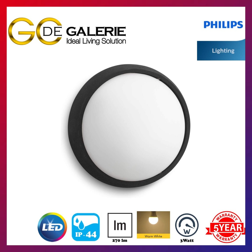 WALL LIGHT OUTDOOR LED PHILIPS 17304 EAGLE BLACK 1x3.5W SEL | Shopee ...