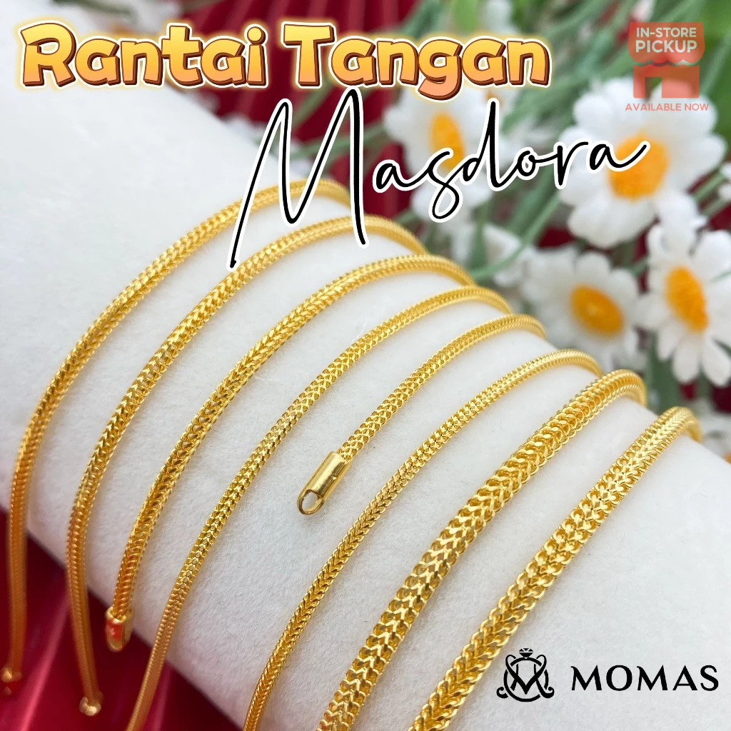 MOMAS Gelang Gelang Emas 916 Rantai Tangan Emas 916 Rantai Tangan Belut ...