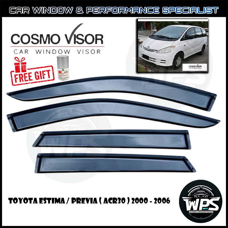 Toyota Estima / Previa ( Acr30 ) 2000 - 2006 WPS Cosmo Door Visor (Big 5" (+ -)) (Free 3M Primer ...