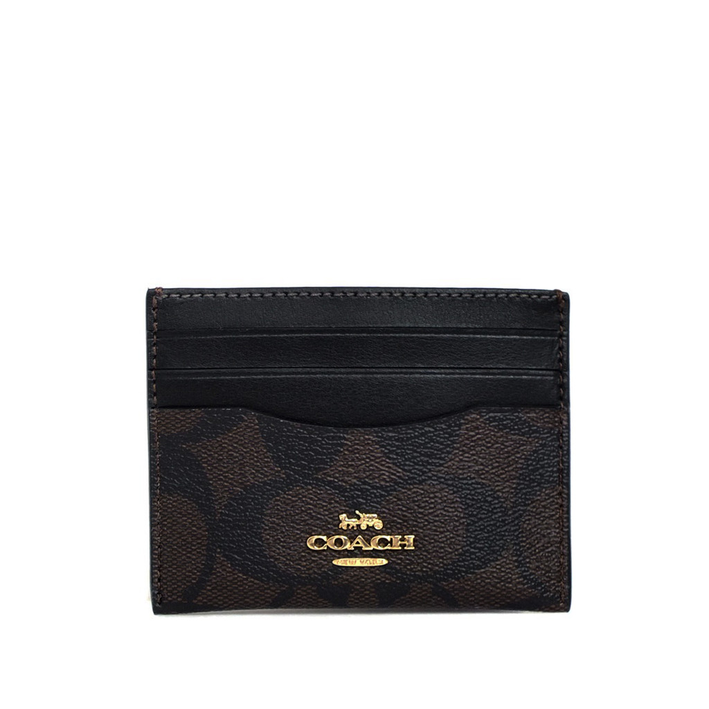 Coach Slim ID Card Case In Signature Canvas - Walnut/Black | Shopee ...