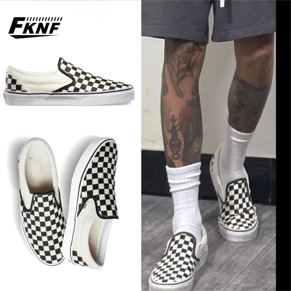 100% Slip On Checkerboard Pewter Waffle Waffle Made In Vietnam | Shopee ...
