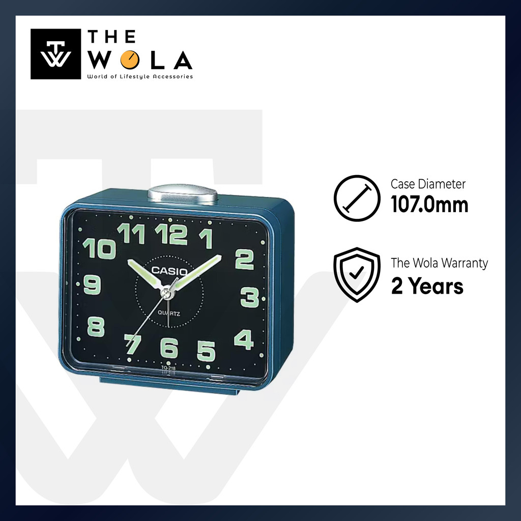 (2 Years Warranty) Casio TQ-218 Table Alarm Clock with Blue Case ...