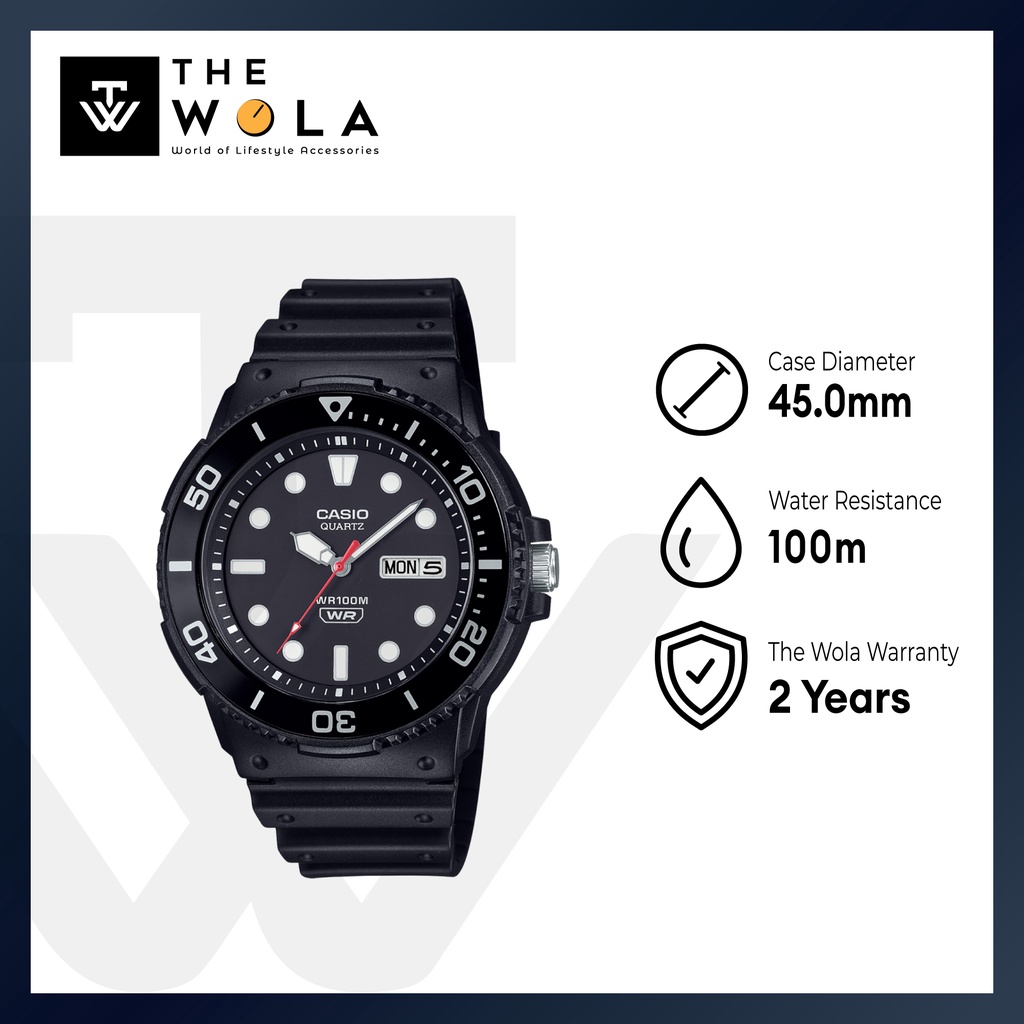 (2 Years Warranty) Casio MRW-230H Series Men Analog Watch Black Resin ...
