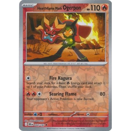Hearthflame Mask Ogerpon 044/182 - Fire TYPE - Pokemon Destined Rivals ...