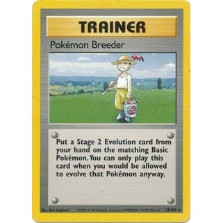 Pokemon Breeder 076/102 LP-NM Base Set Vintage 1997 Pokemon Card TCG ...