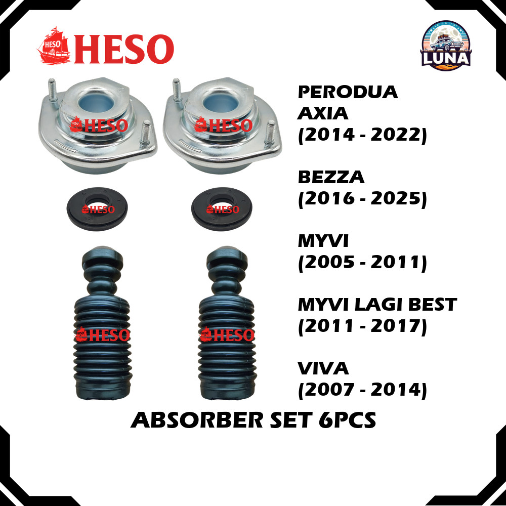 6PCS FRONT ABSORBER MOUNTING & COVER & BEARING HESO PERODUA AXIA BEZZA ...