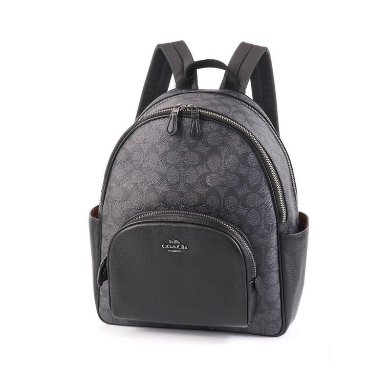 Coach Court Backpack In Blocked Signature Canvas - Charcoal Black ...