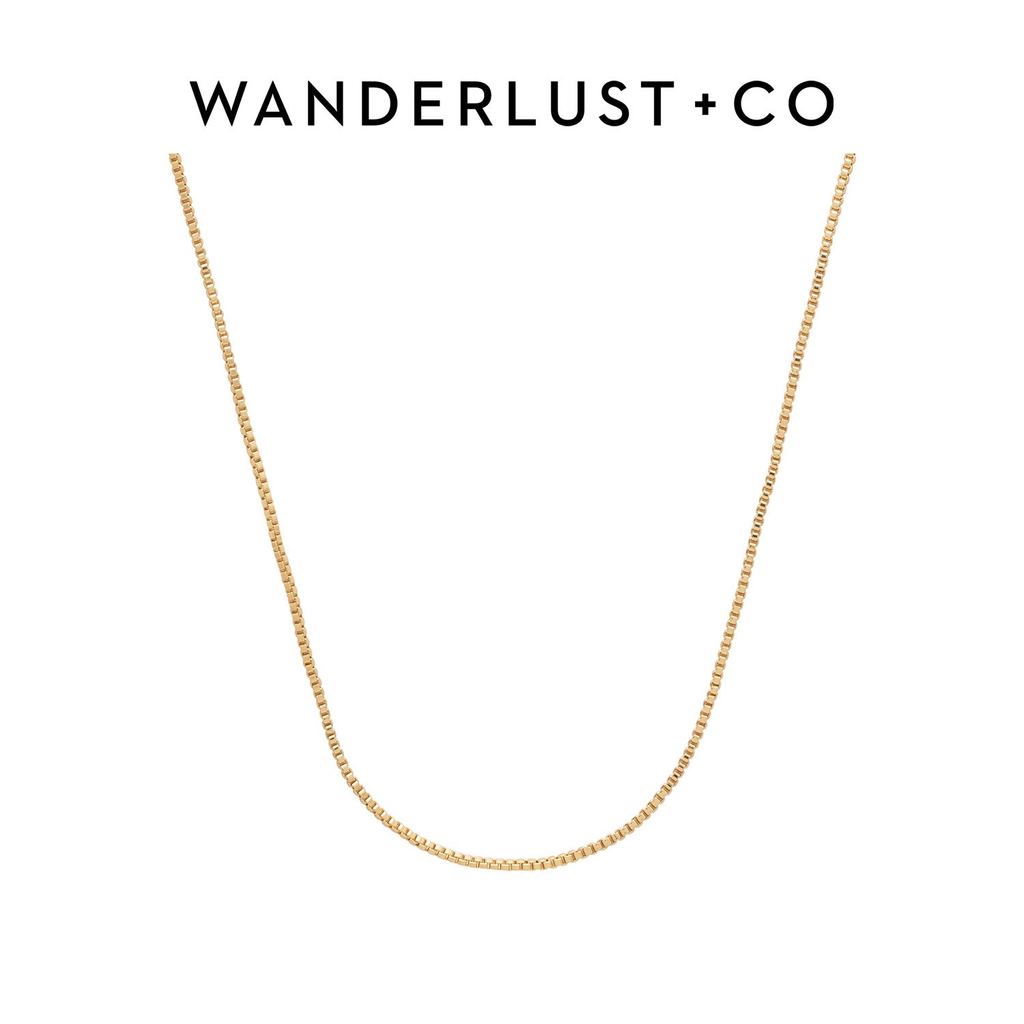 Wanderlust + Co Gold Sliding Box Chain Necklace 14K Gold Plated ...