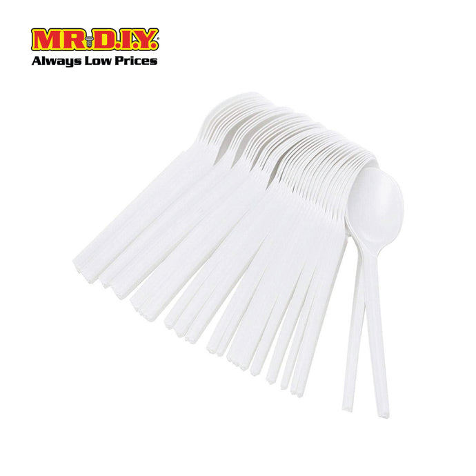 (MR.DIY) White Plastic Spoon Pack (50pcs) (6.5 inch) | Shopee Malaysia