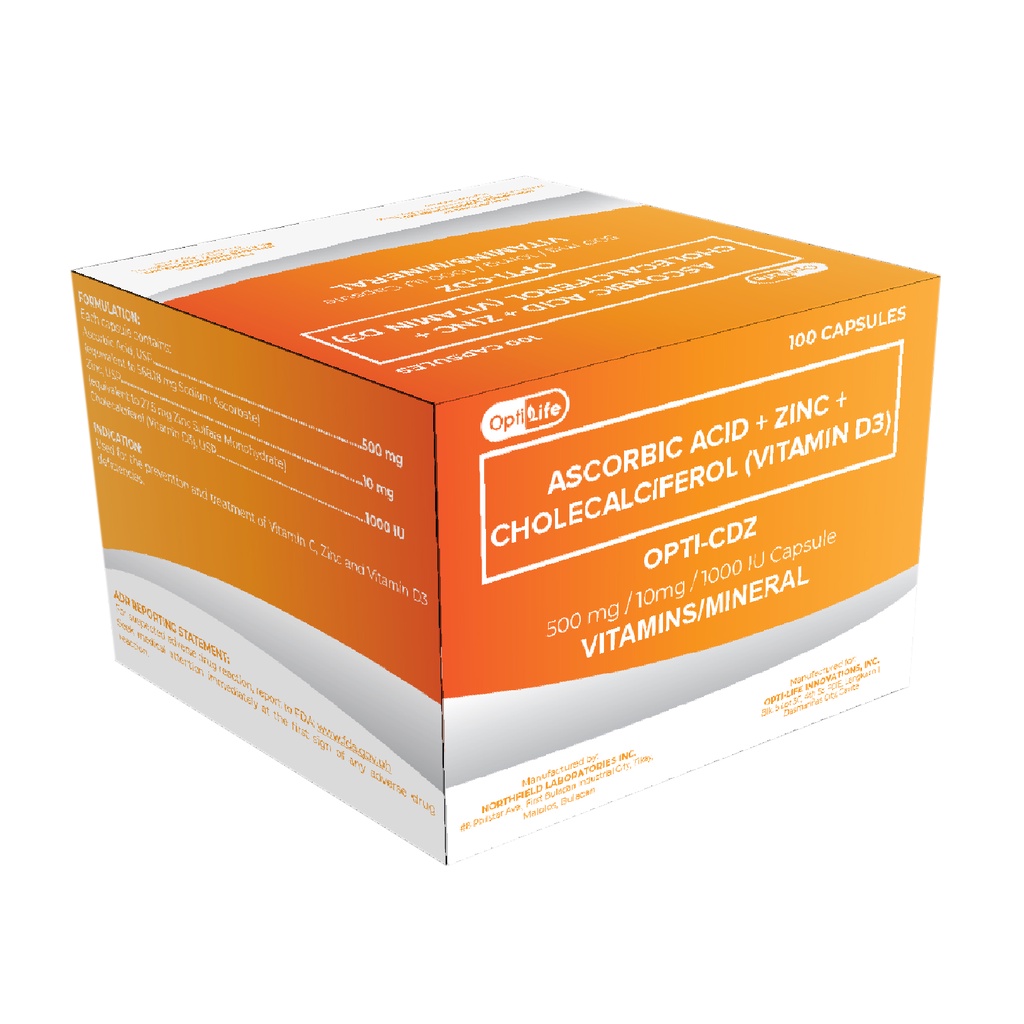 OPTI-CDZ | Ascorbic Acid + Zinc + Vitamin D3 (for enhanced immune ...