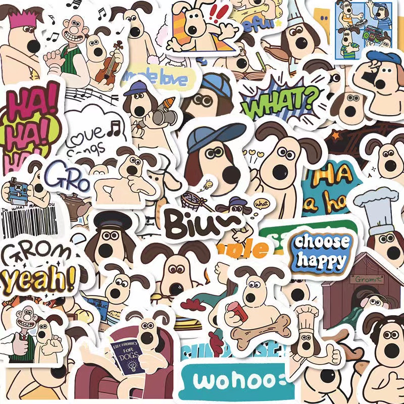 【48pcs】Wallace and Gromit Sticker Version Q Cartoon Gromit Phone ...