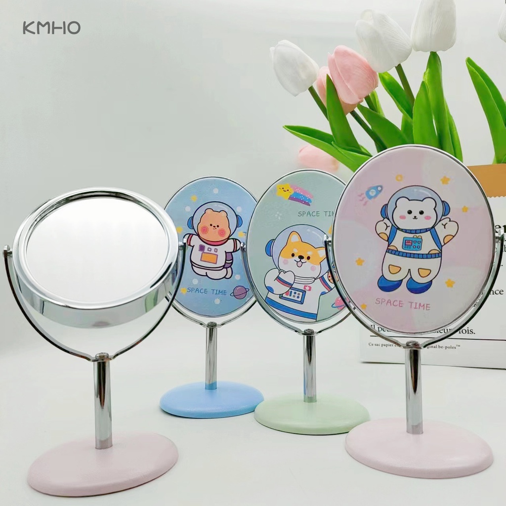 KMHO Cosmetic mirror Oval cartoon tabletop mirror Small office tabletop ...