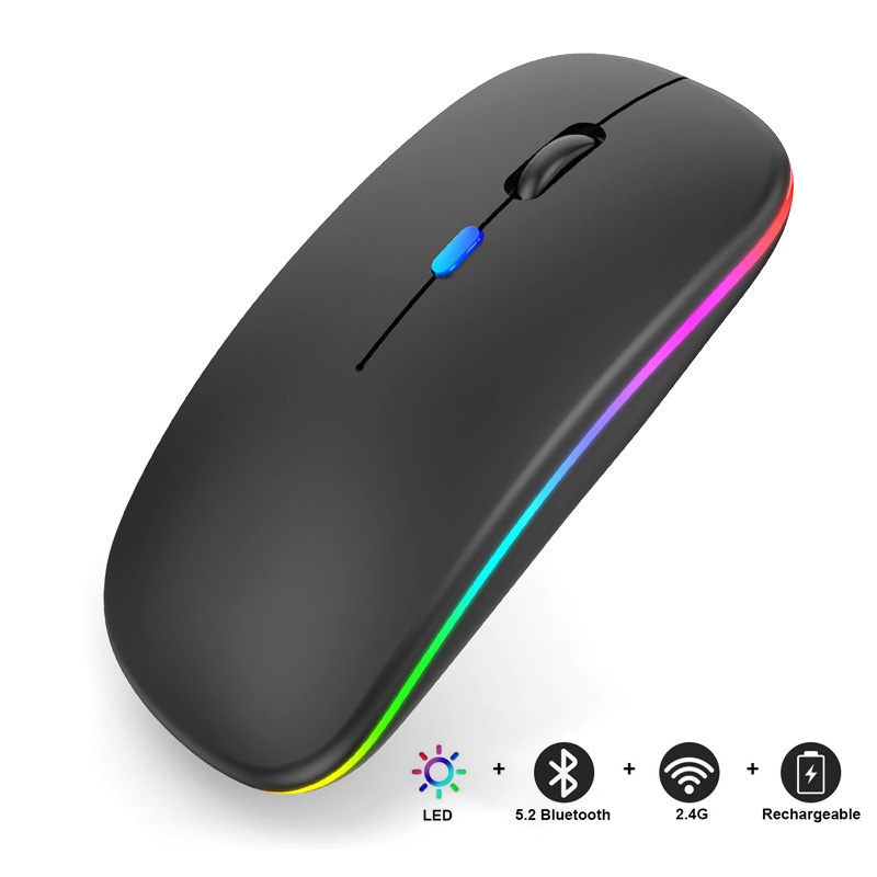 Bluetooth Mouse Rechargeable Wireless Mouse Ultra-Thin Silent LED Mouse ...