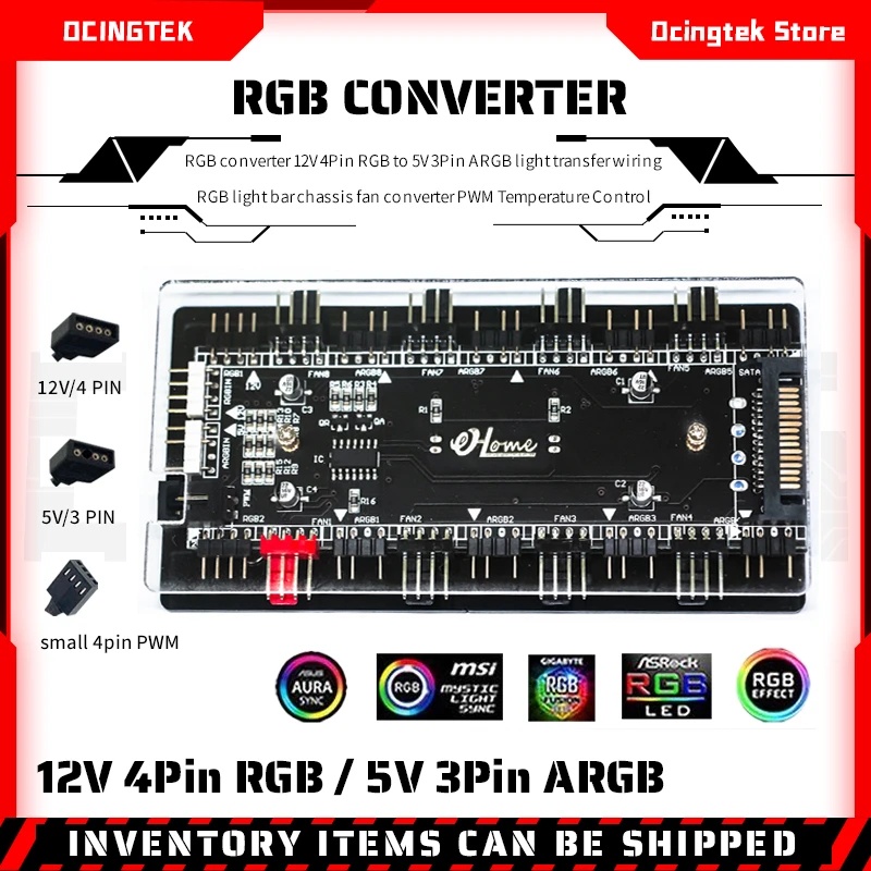Ocng Rgb Converter 12v 4pin Rgb To 5v 3pin Argb Light Transfer Wiring Rgb Light Chassis Fan 