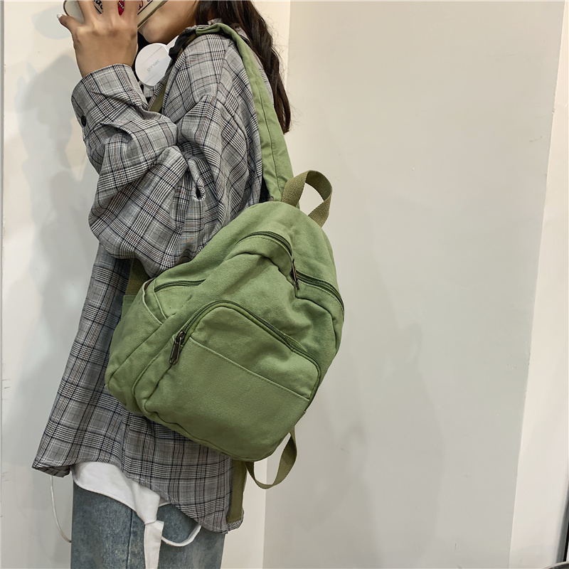 Korean Mini Backpack Retro Canvas Bag Wash Thick Canvas Bag Small ...
