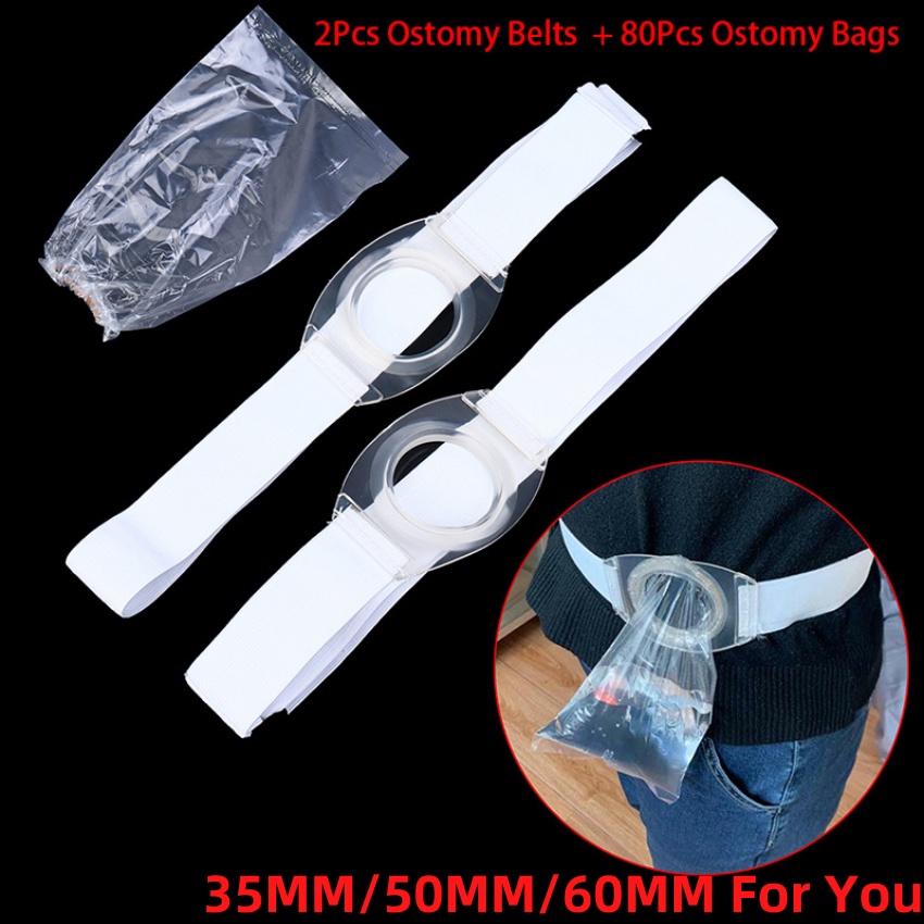 80Pcs Ostomy Bag+2pcs Colostomy Ostomy Belt Ostoma Waist Band Silicone ...