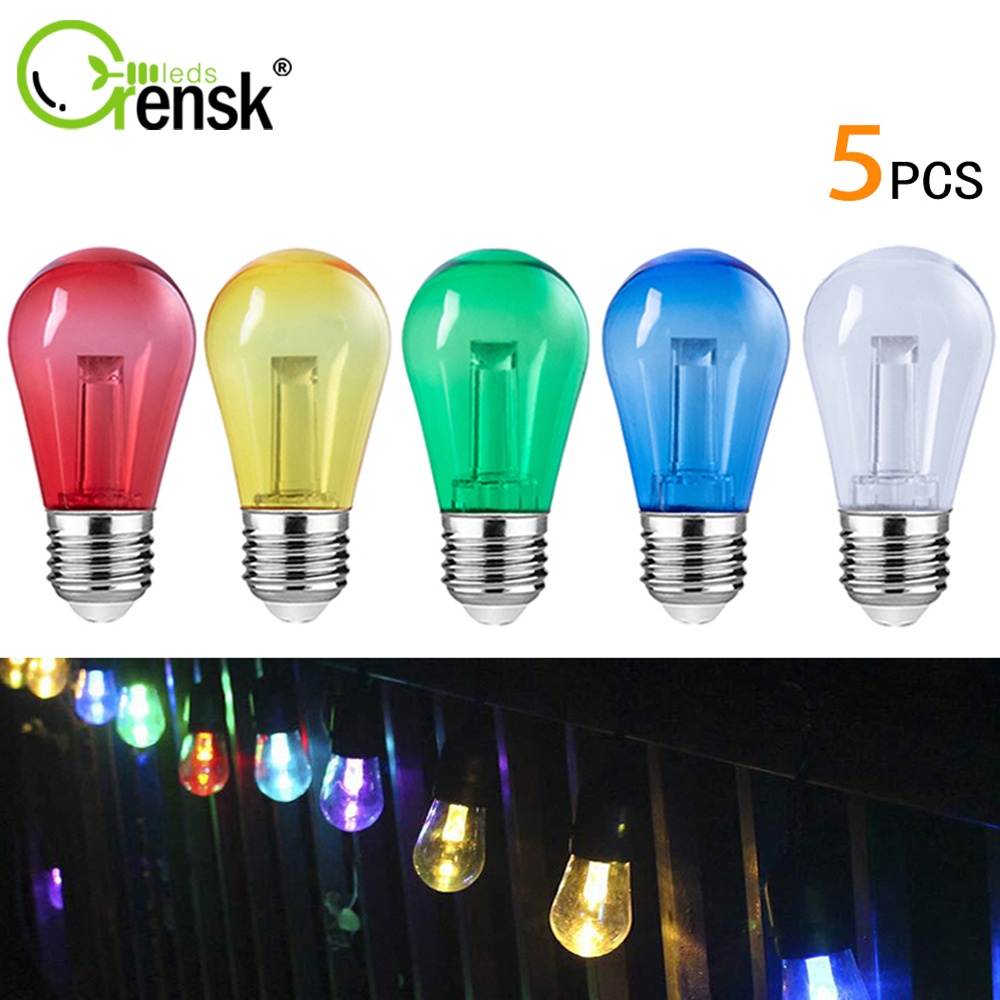 5 packs E27 Colourful LED Bulb 2W S14 Plastic Bulb Party Fairy Lights Outdoor RGB String Light ...