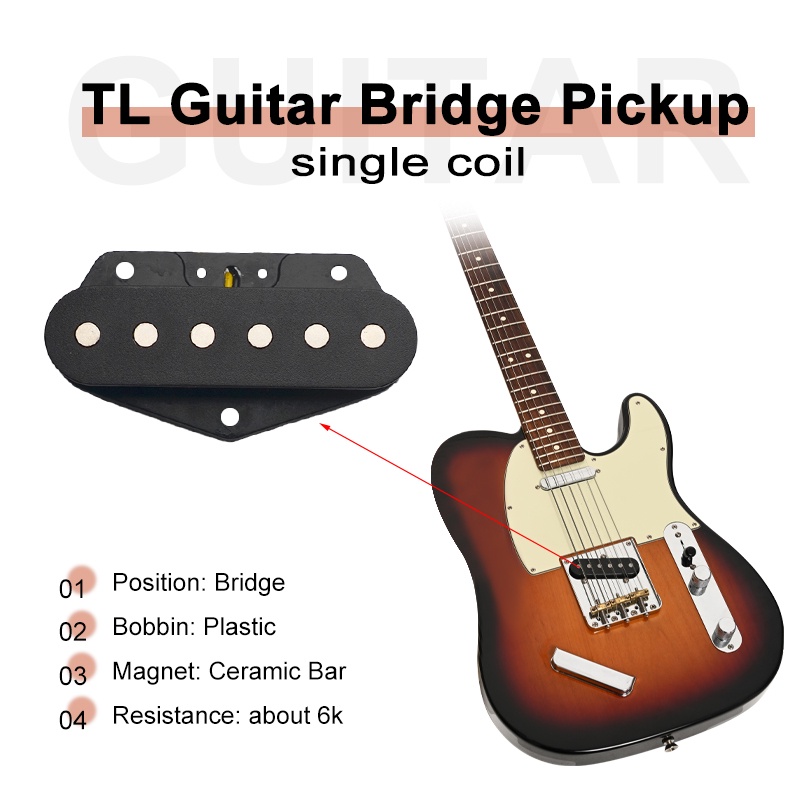Black Standard Tele Lead Sound Bridge Pickup Humbucker for Telecaster ...