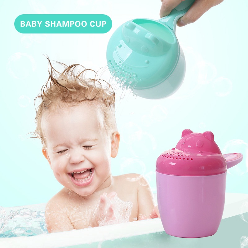 Cartoon Baby Shampoo Cup Bathing Shower Spoons Kids Washing | Shopee ...