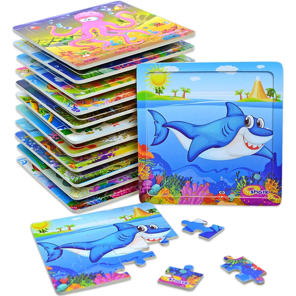 Easy Wooden Jigsaw Puzzles for Kids Age 4-8 Years Old Sea Animals Small ...