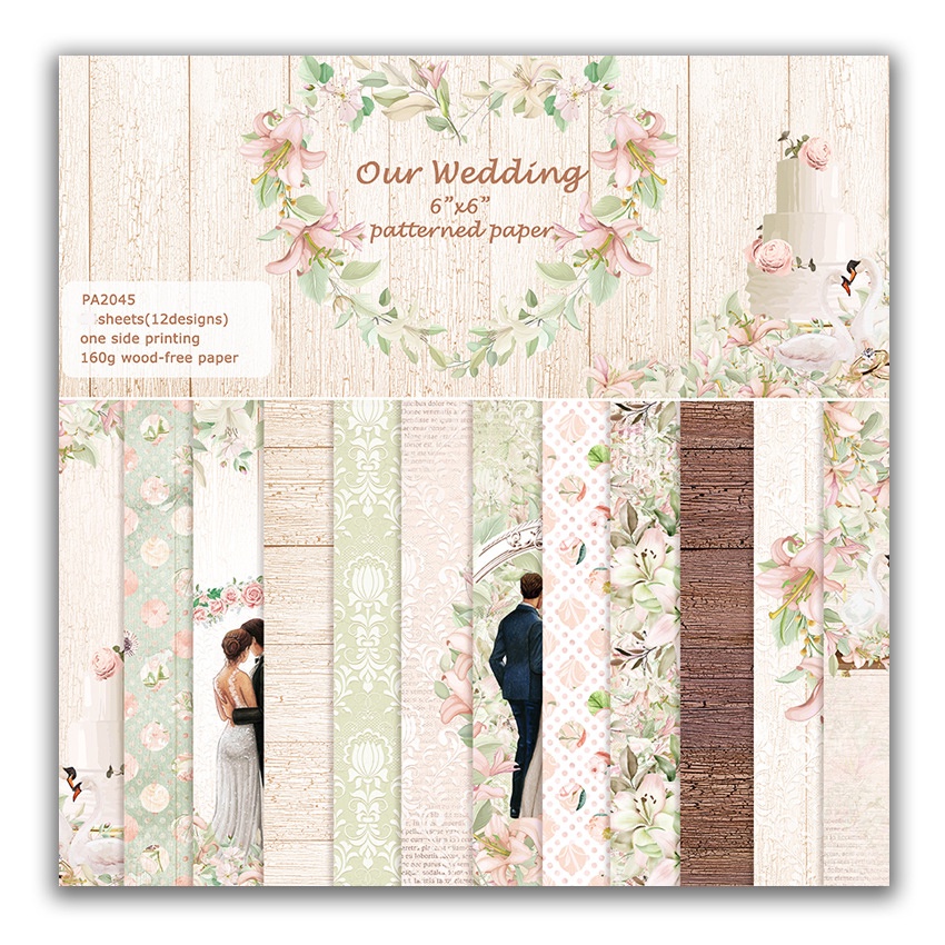 Paper Pack 6"x6" 12 sheet Our Wedding Art Background Paper Card Making ...