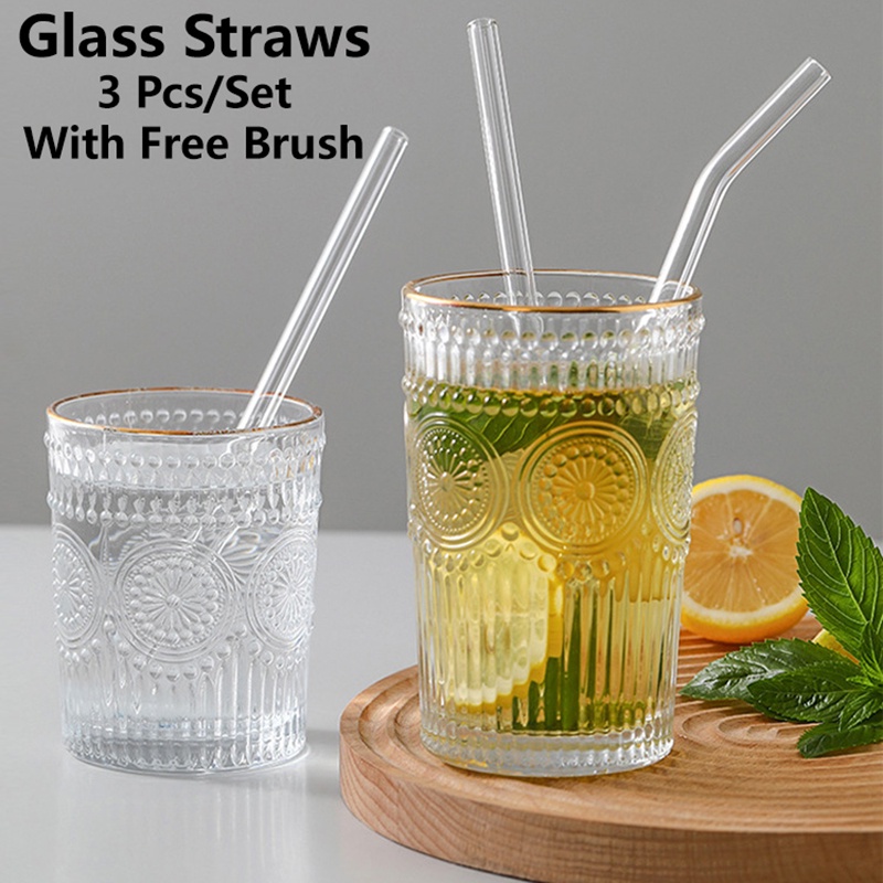 Eco Friendly Reusable Borosilicate Clear Bent Glass Drinking Straw