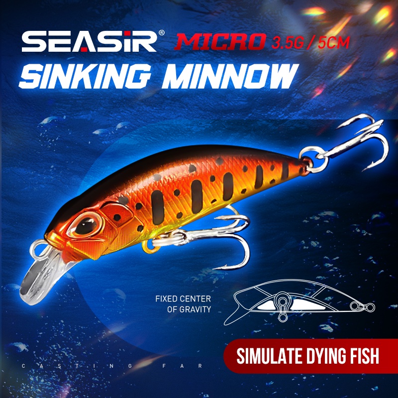 SEASIR Micro Sinking Minnow Baubles Fishing Lure Meteor Long Throw Bait ...