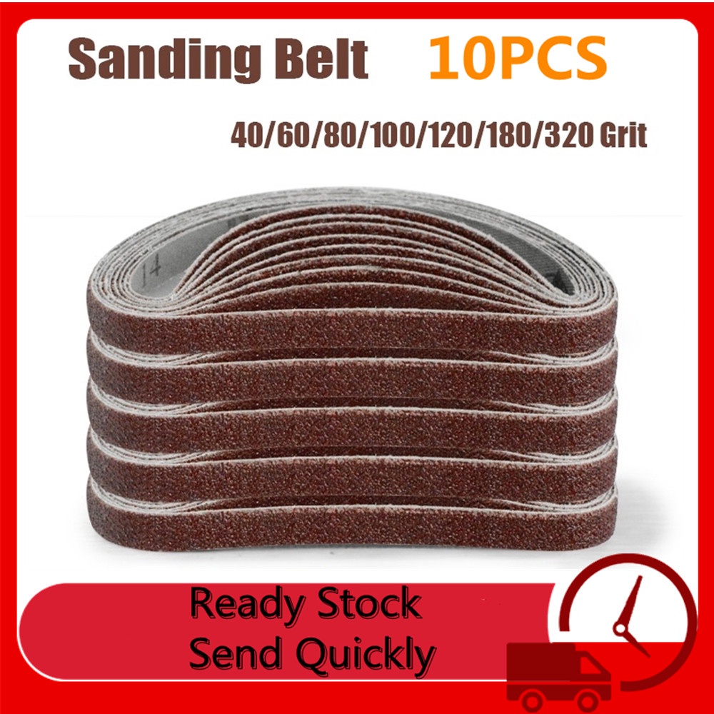 10PCS 330*10mm 40 / 60/ 80 / 100 /120/ 180 / 320 Grit Abrasive Sanding Belts Sander Grinding ...