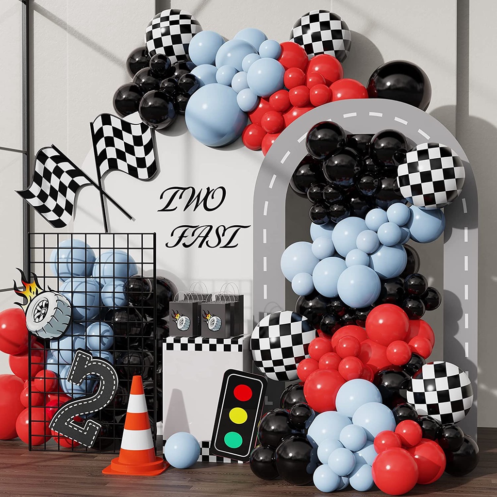 Racing Car Theme Balloons Arch Garland Kit 40inch Race Track Number ...