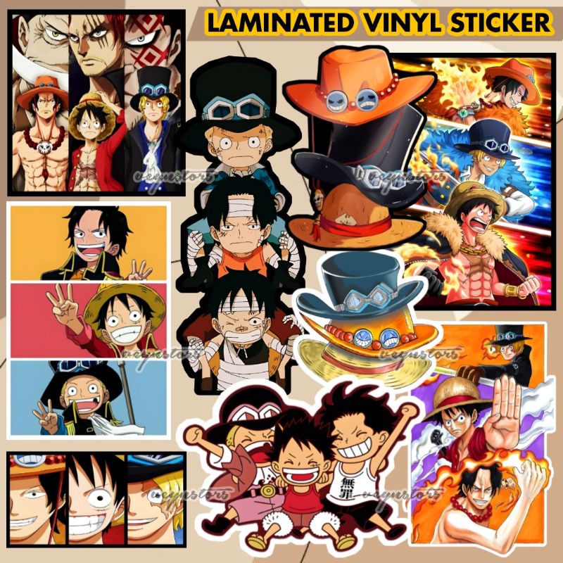 ONE PIECE ACE SABO LUFFY ASL-ALS-SLA LAMINATED VINYL STICKER | Shopee ...