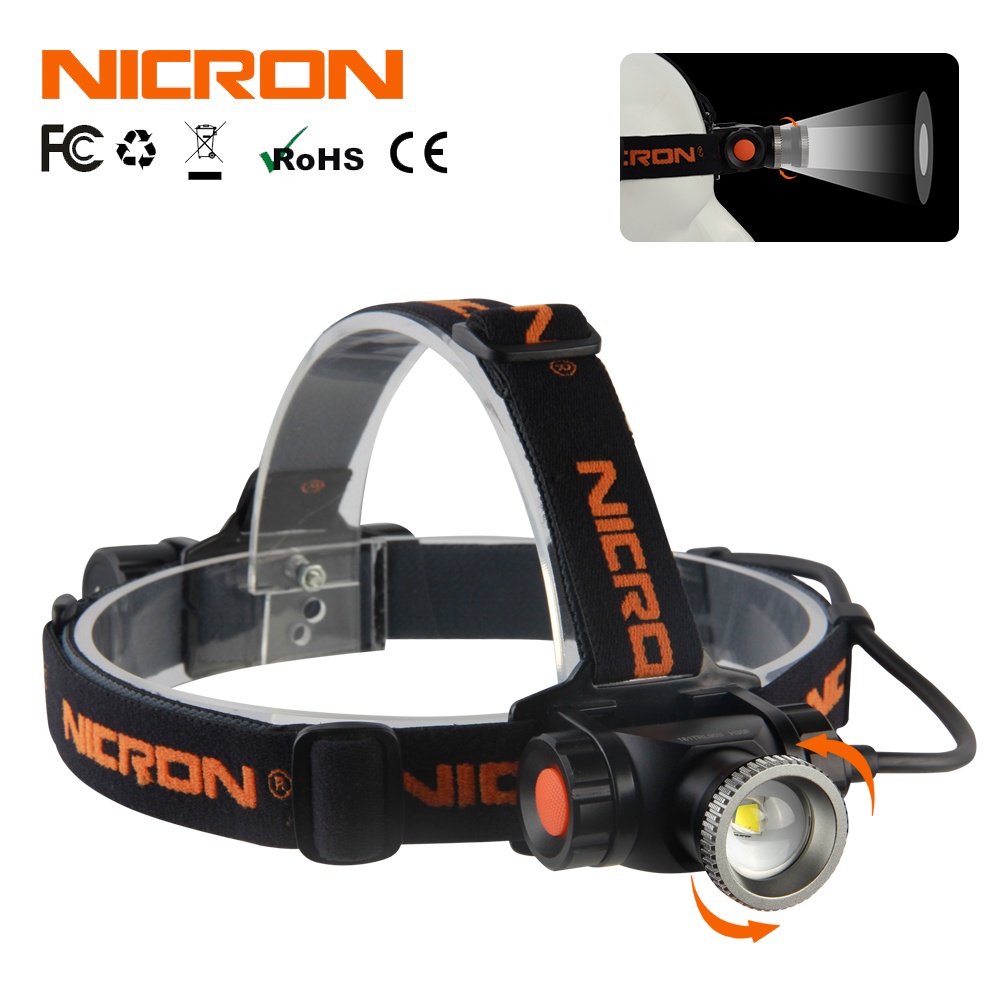 NICRON LED Headlamp H30F 9W Super High Brightness Focus LED Zoomable re ...