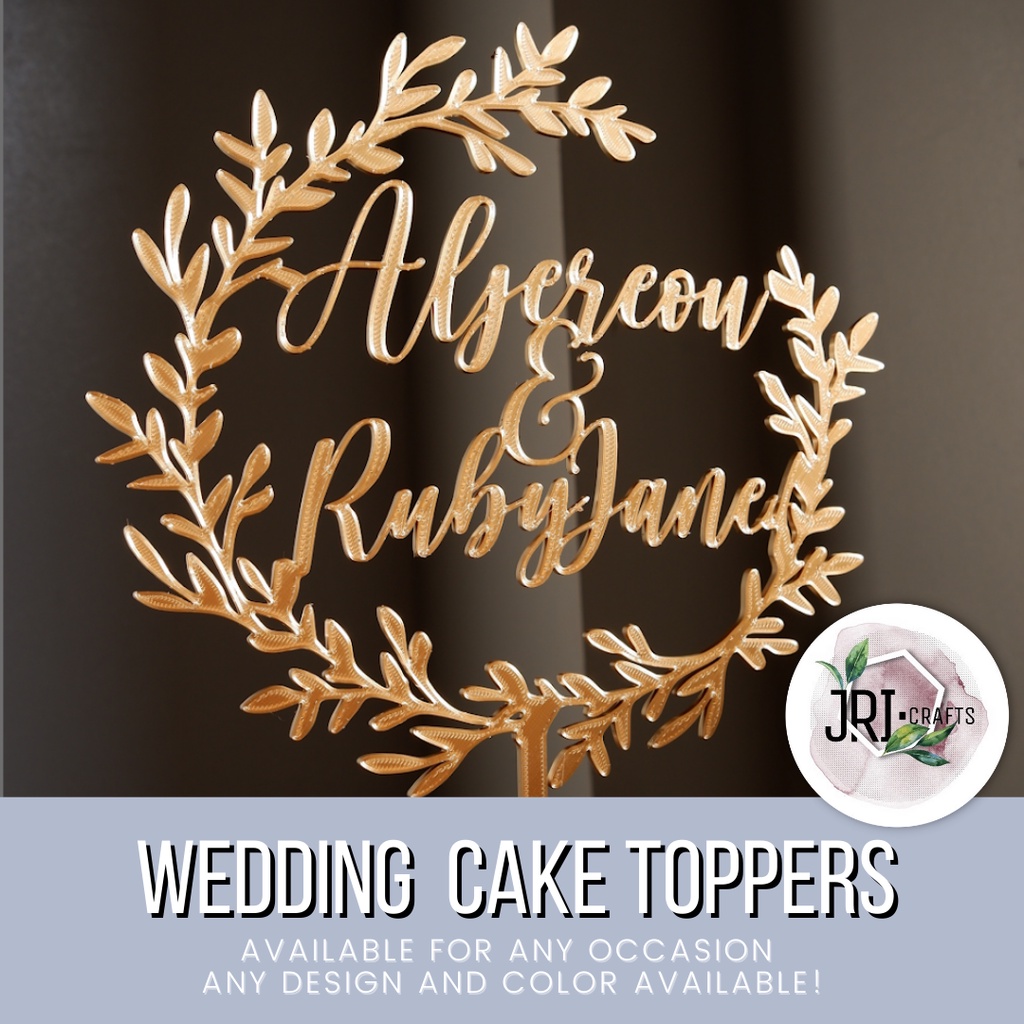 Wedding Cake Topper Minimalist Aesthetic Custom Cake Topper (Thick ...