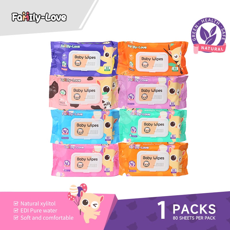 Familylove Baby wet Wipes Unscented Sweet Delights Aloe Scent 80's Pack ...
