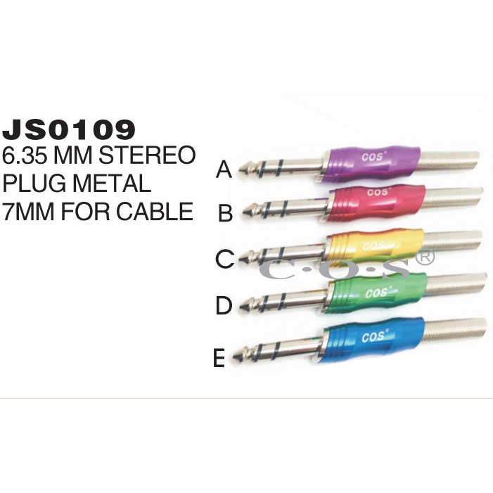 (4pcs )DIY 3 Poles Jack 6.35mm stereo plug metal ,7mm for cable( JS0109 ...
