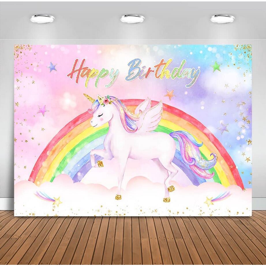 Unicorn Birthday Backdrop Unicorn Backdrop for Girls Birthday Rainbow ...
