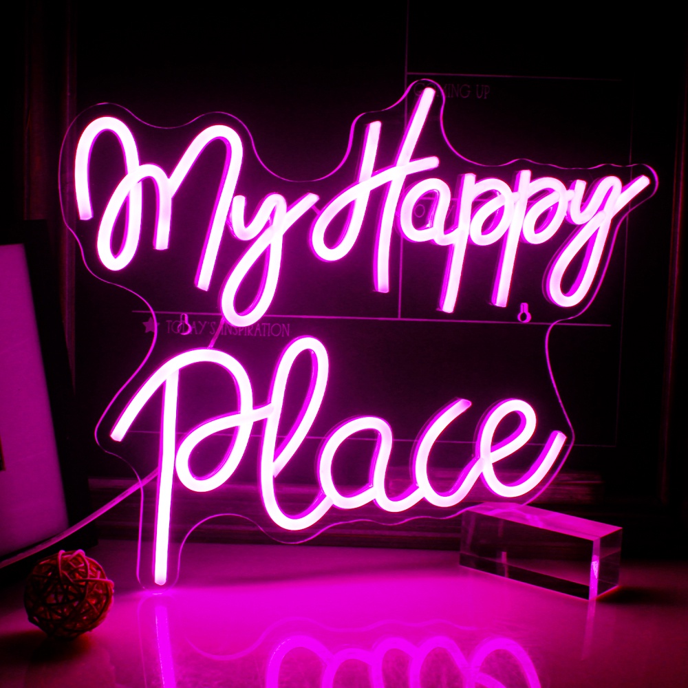 My Happy Place LED Neon Sign Light Home Art for Bar Bedroom Kid Room ...