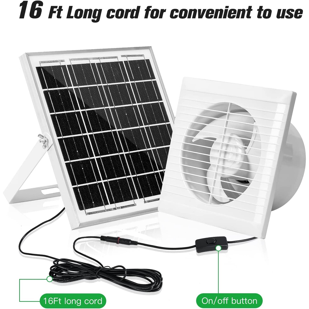 6W/8W waterproof solar panel+4/6/8-inch louver exhaust fan, solar ...