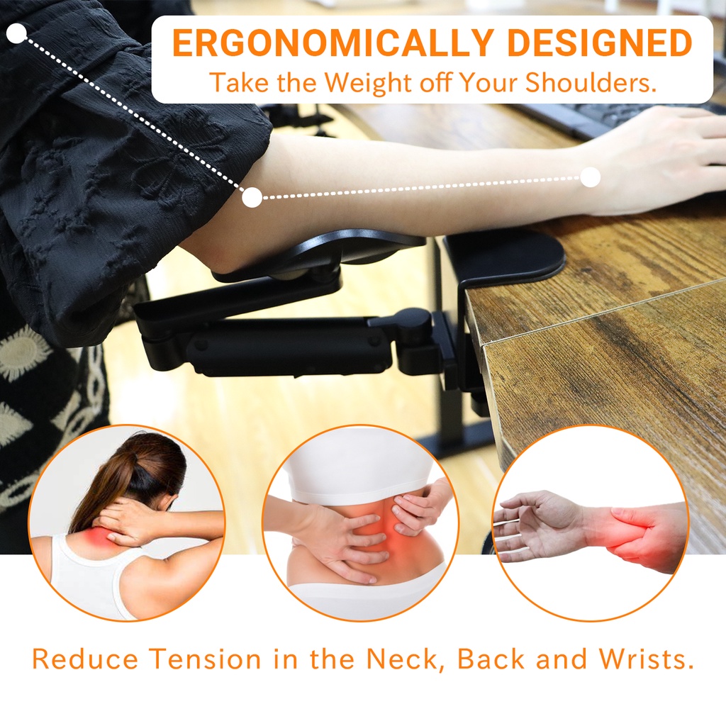 BilBil Adjustable Computer Arm Rest For Desk Arm Support Wrist ...