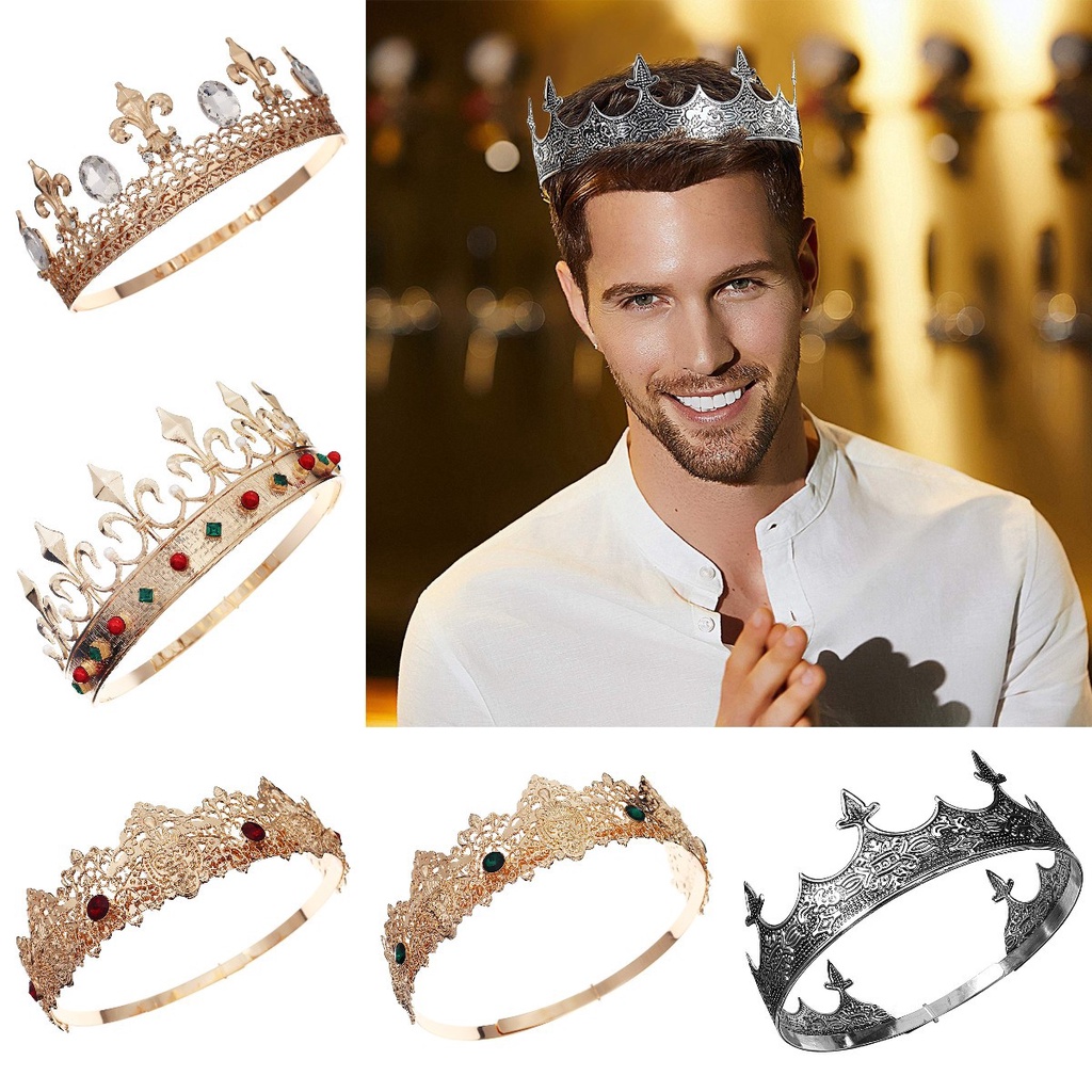 Men's crown hair accessories wedding party metal crown Halloween alloy ...