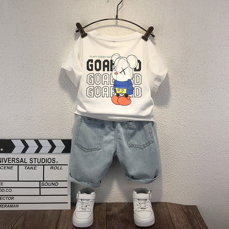 Baby boy summer pure cotton Tshirt suit kids girl Infant cartoon ...