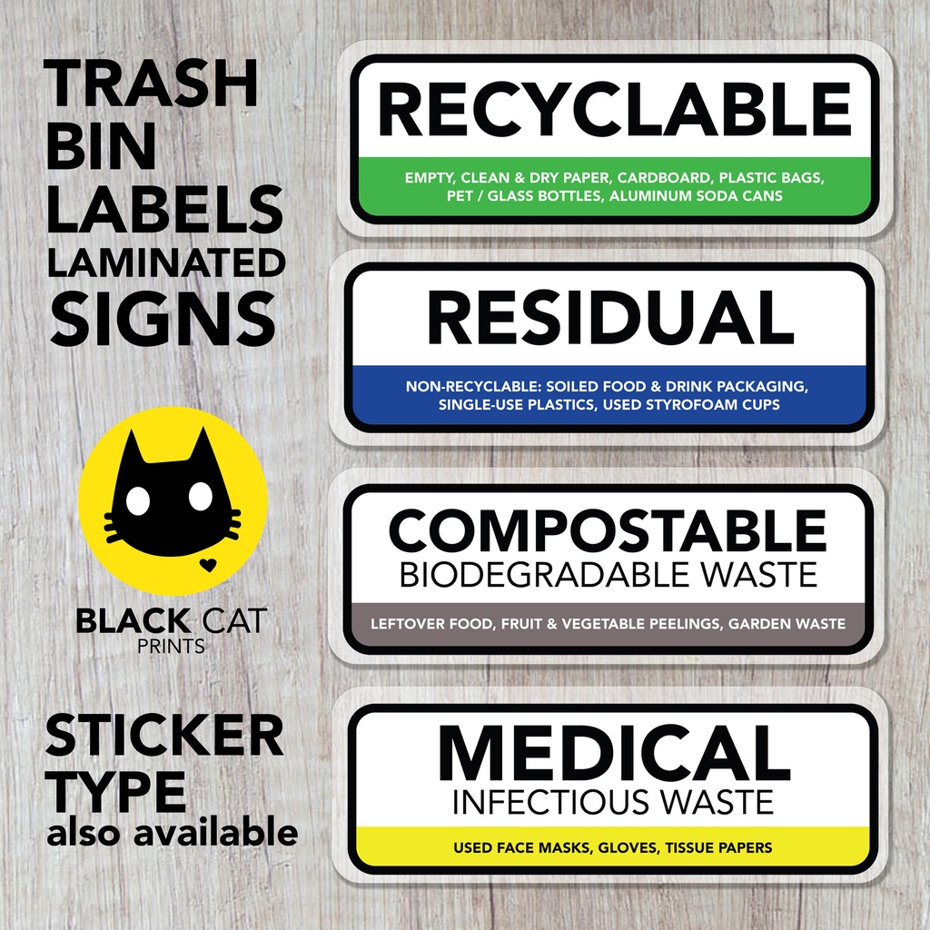 Trash Bin Labels Signs / Laminated Signs / Sign Boards | Shopee Malaysia